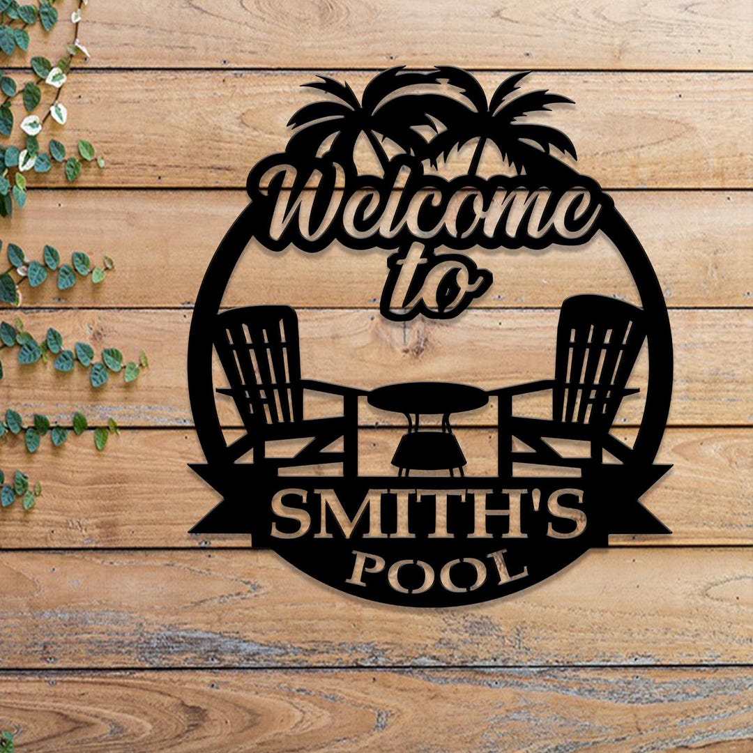 Personalized Poolside Oasis Sign LED Light, Custom Pool Sign, Backyard ...