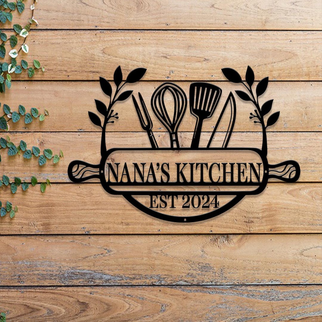 Custom Metal Kitchen Sign, Nana's Kitchen Metal Sign, Personalized ...