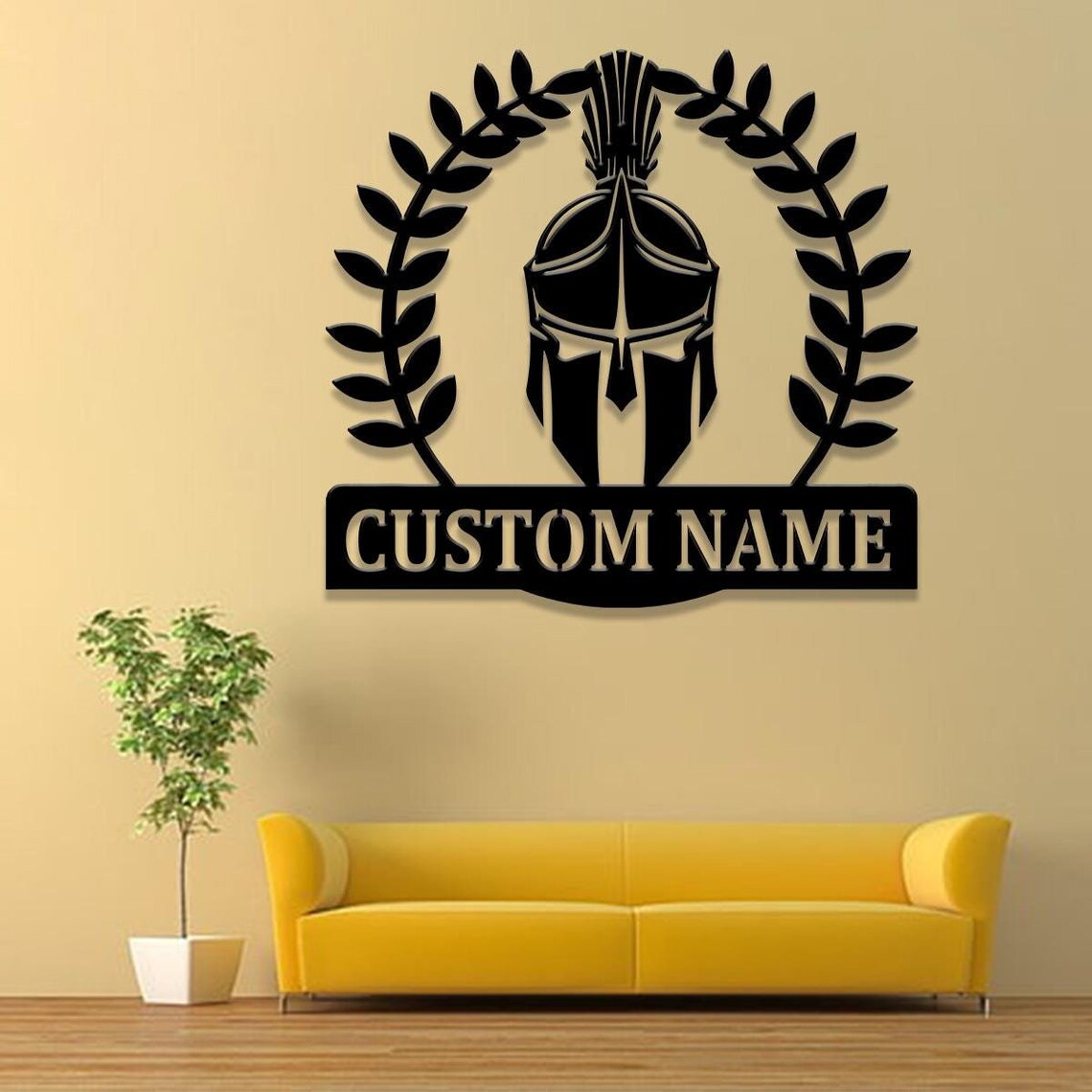 Custom Spartan Warrior Monogram Metal Wall Art With LED Lights ...