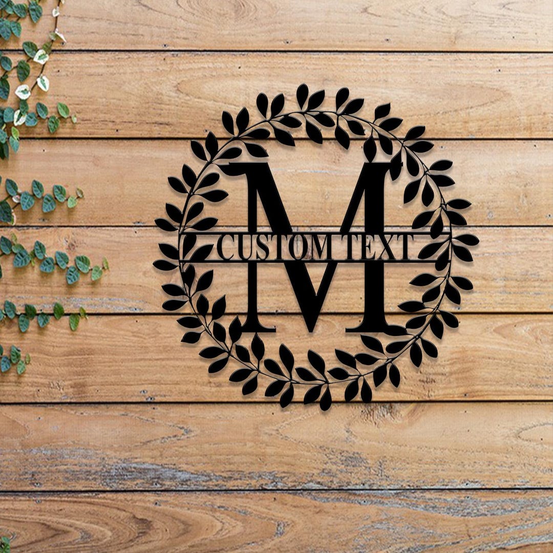 Personalized Classic Initial Metal Sign, Metal Circle Letter Monogram ...