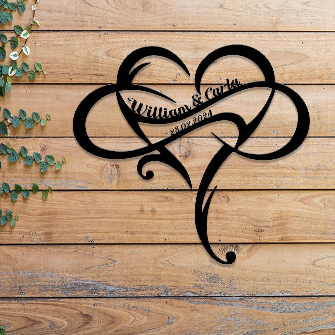 Personalized Infinity Heart Led Light Metal Sign, Couple Name Sign ...