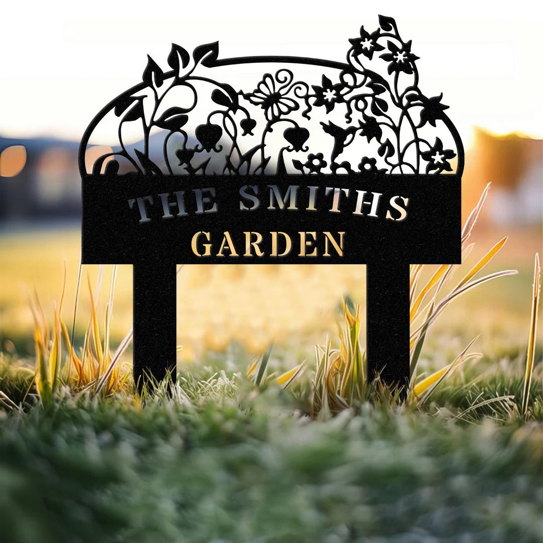 Personalized Custom Metal Garden Sign With Stakes, Flower Design ...