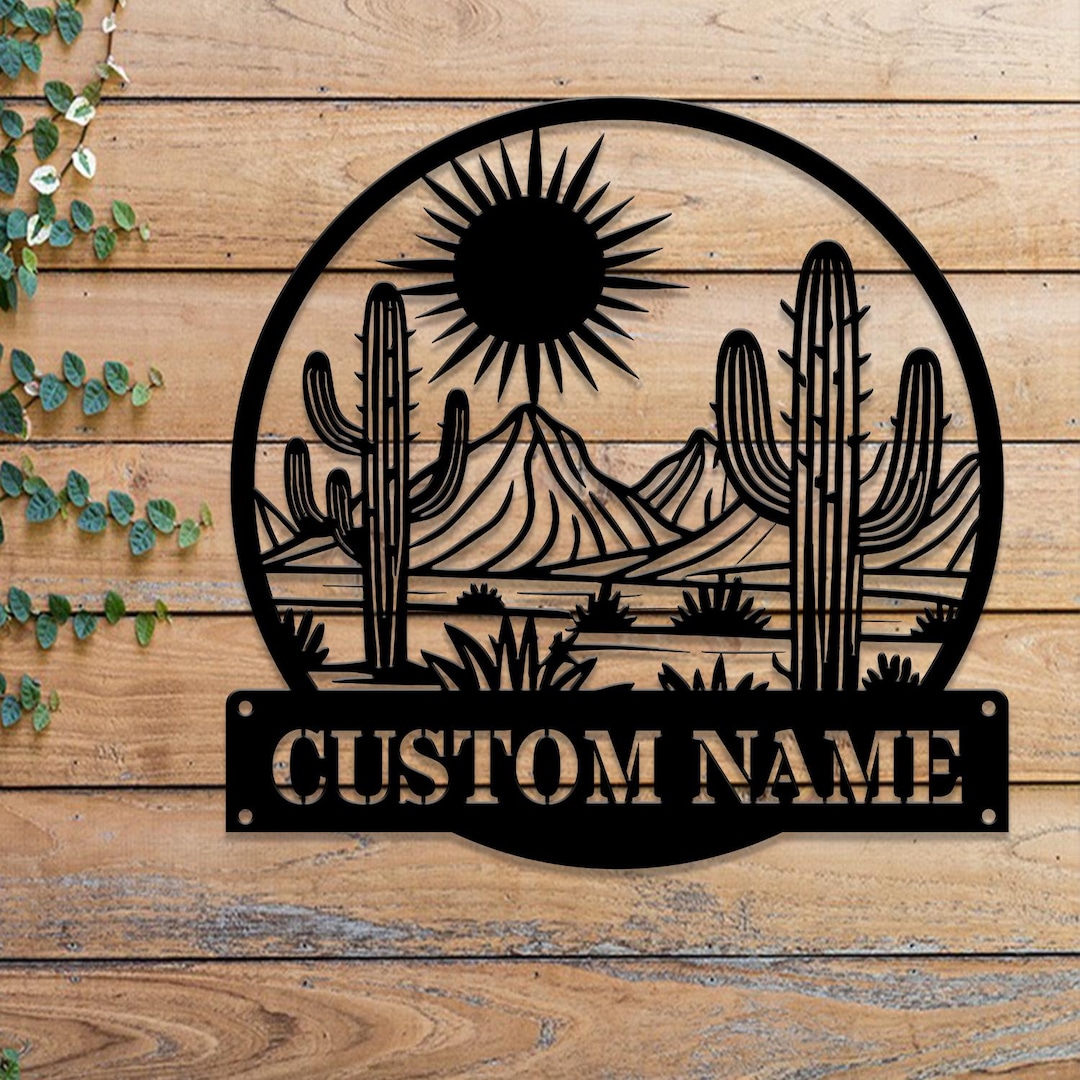 Cactus Desert Custom Metal Sign With LED Lights – Personalized Desert ...