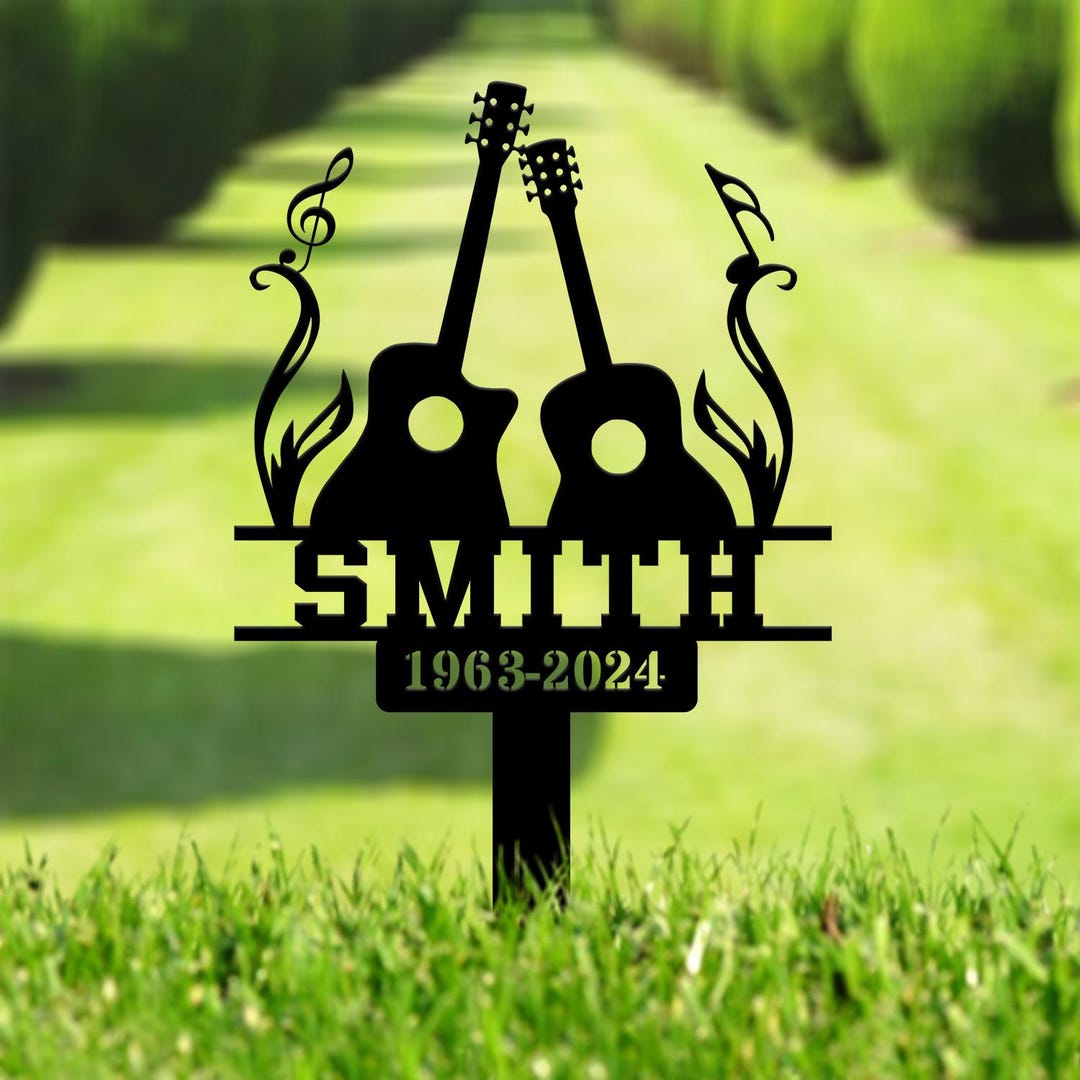 Custom Classic Guitar Memorial Stake, Personalized Guitar Memorial ...