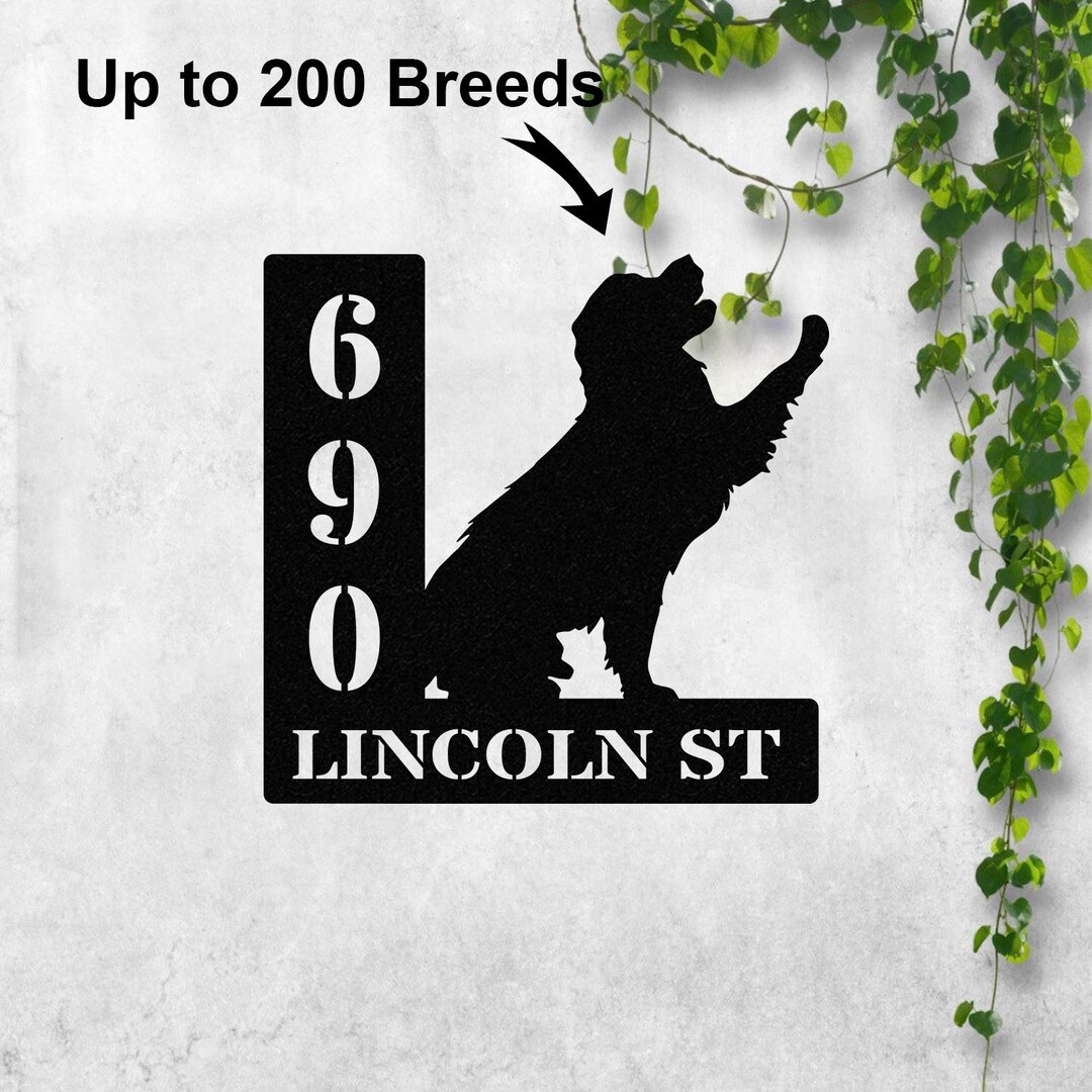 Custom Metal Dog Address Sign, Dog Breed Metal Address Sign ...