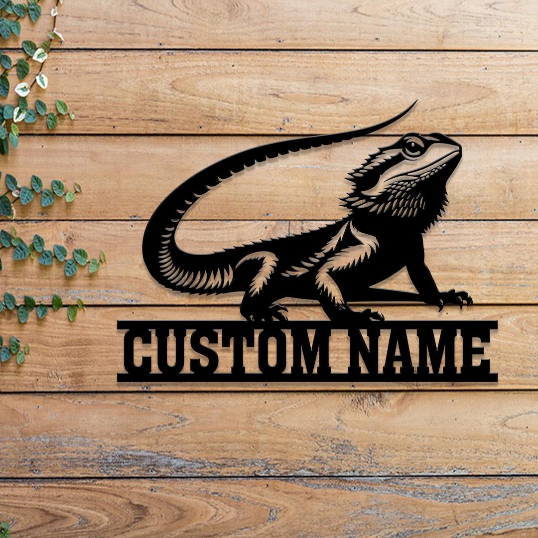 Personalized Bearded Dragon Metal Sign With LED Lights, Custom Name ...