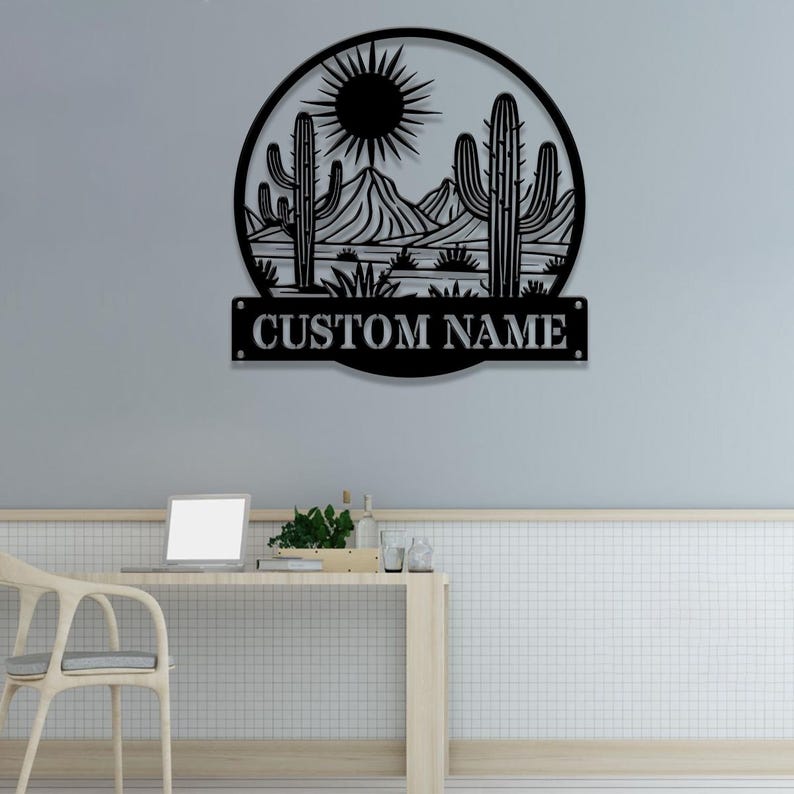 Cactus Desert Custom Metal Sign With LED Lights – Personalized Desert ...