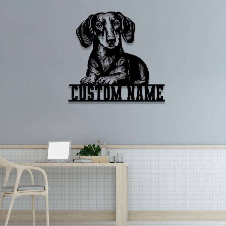 Custom Metal Dachshund Sign With LED Light, Dachshund Dog Name Gift ...