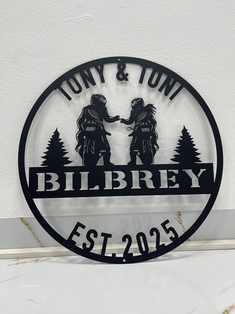 Personalized Biker Couple Metal Sign With LED Light, Custom Motorcycle ...