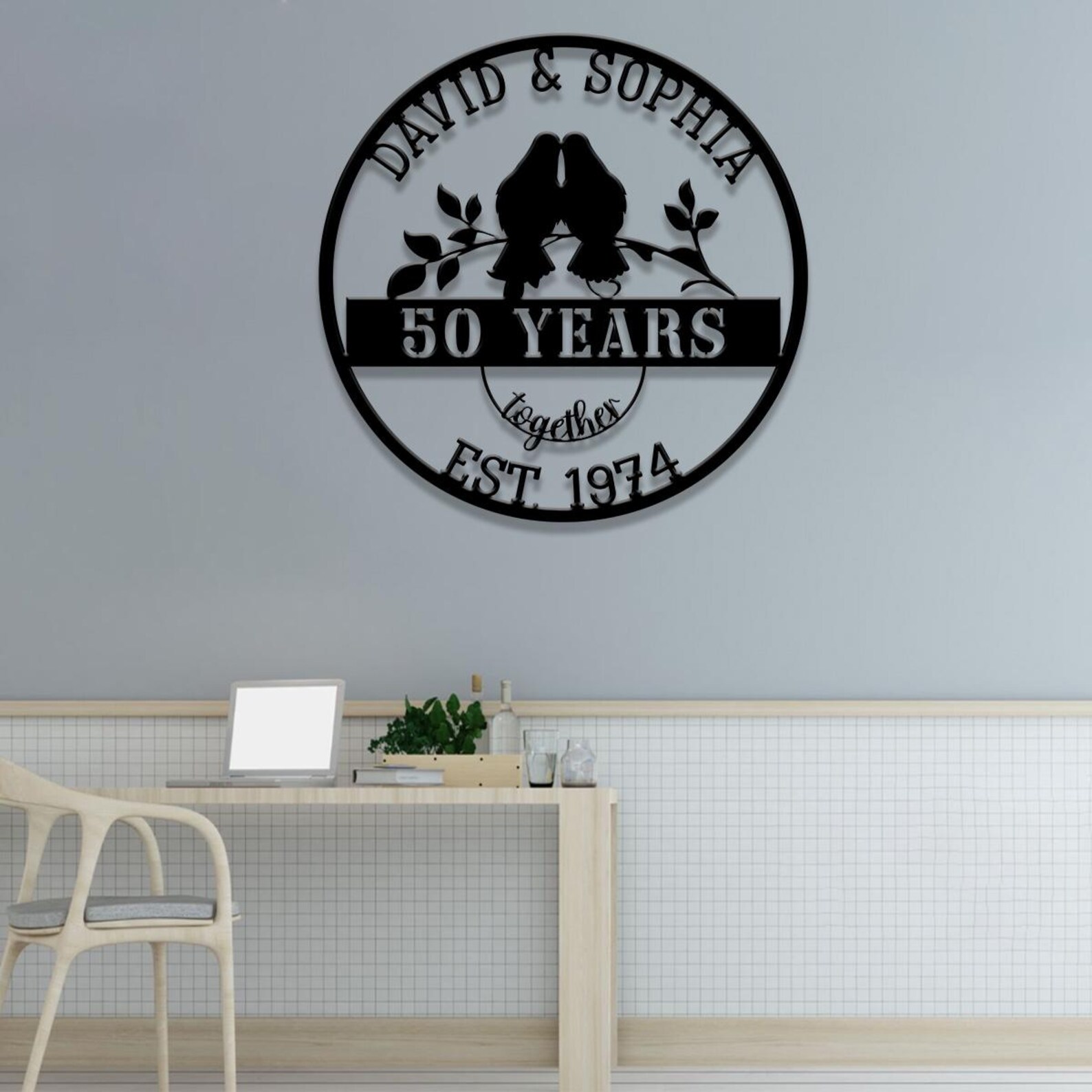 Custom 50 Years Together Anniversary Sign - Personalized Couple Name ...