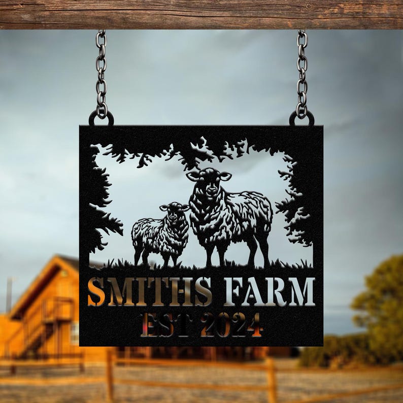 Custom Sheep Farm Sign, Sheep Metal Sign, Sheep Farmhouse Sign, Sheep ...