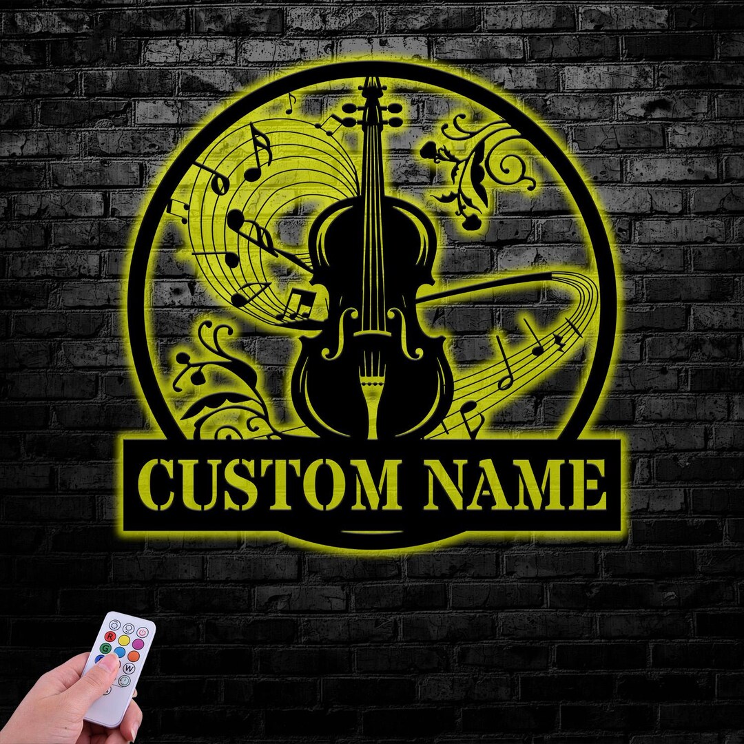 Custom Cello Instrument Metal Wall Art With LED Light, Personalized ...