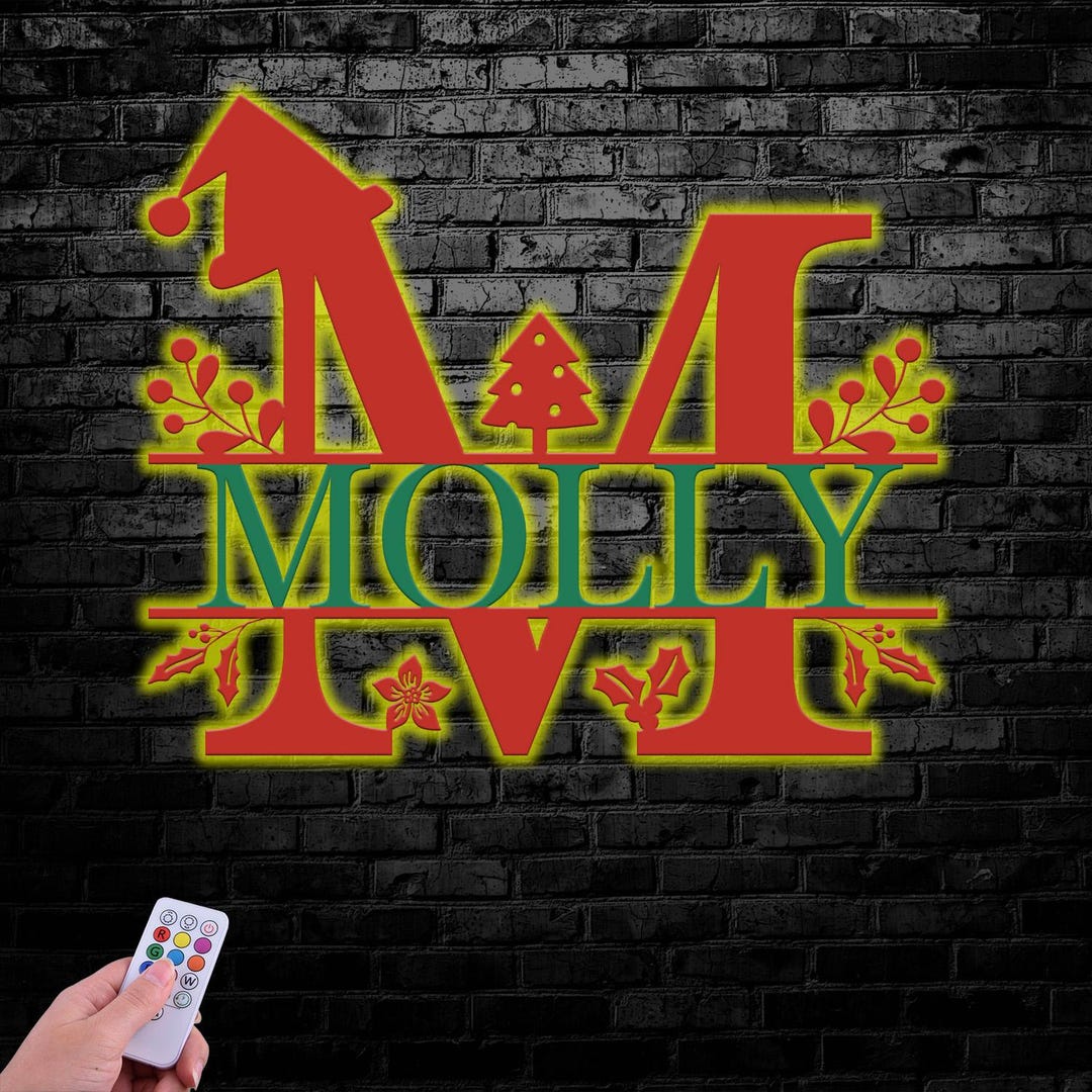 Custom Initial Christmas Metal Sign, Personalized Family Christmas Sign ...