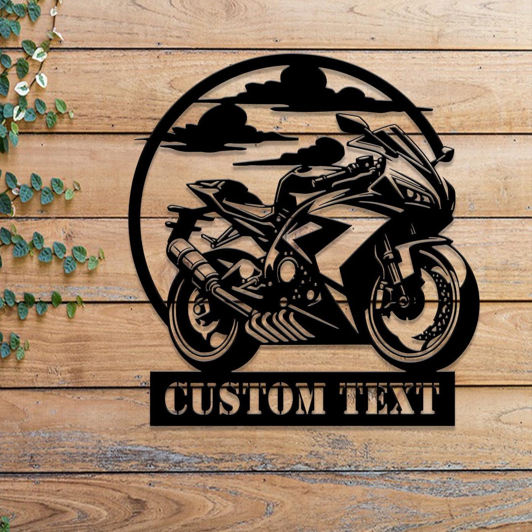 Custom Motorcycle Sign With LED Lights - Motorbike Metal Wall Art ...