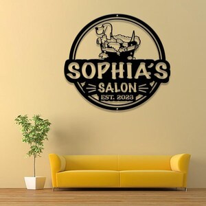 Custom Dog Grooming Hair Salon Metal Wall Art LED Light, Personalized ...