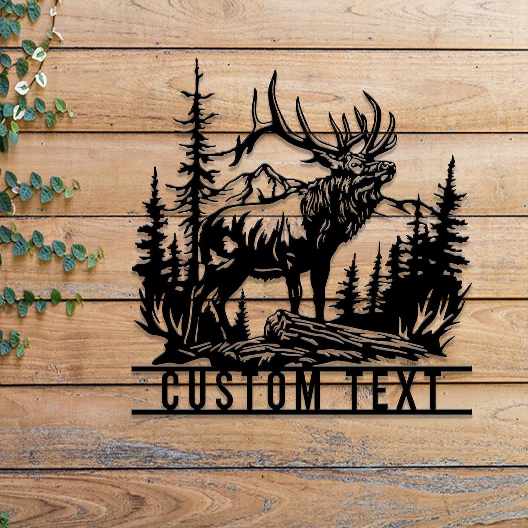Custom Elk Deer Hunting Metal Wall Art With LED Light, Personalized ...