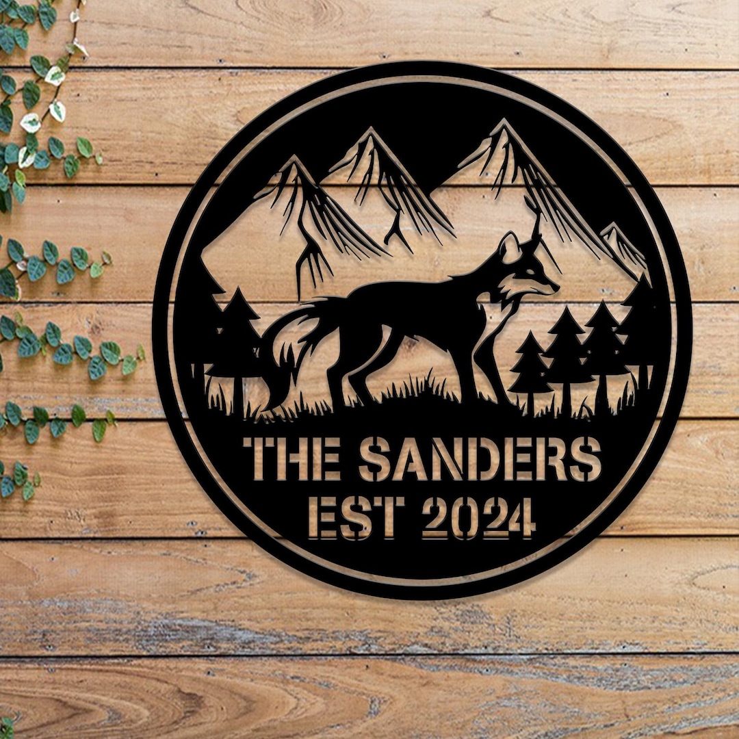 Custom Fox Metal Sign, Personalized Fox Name Wall Art, Fox Cabin Den ...