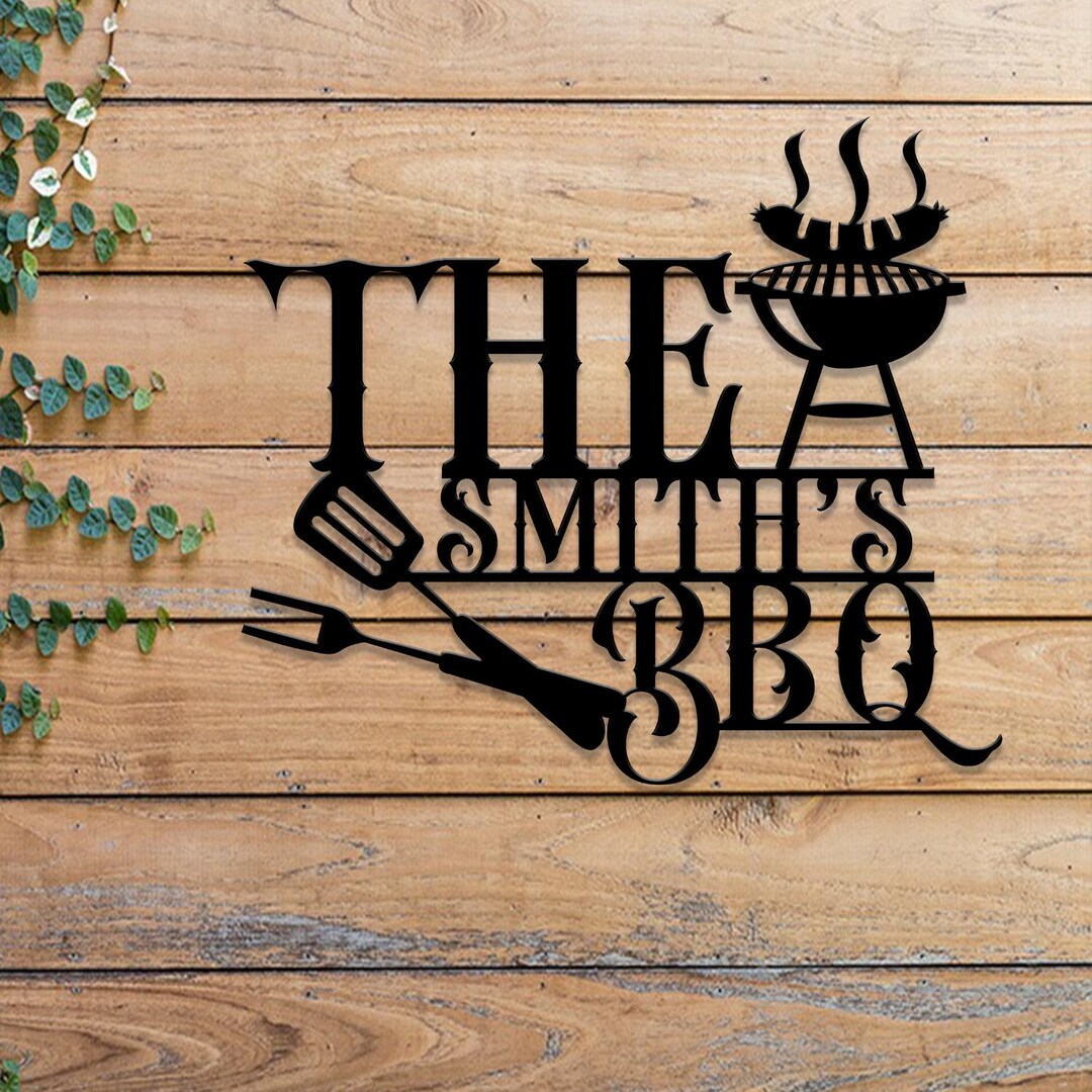 Custom Outdoor BBQ Sign With LED Light, Personalized Grill Wall Art ...