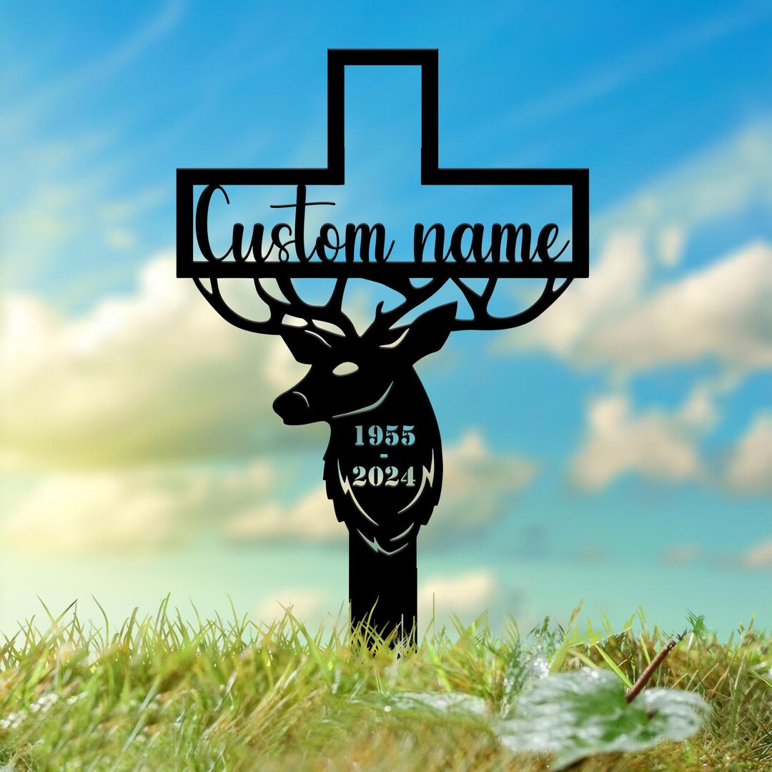 Custom Hunter Memorial Grave Stake, Deer Hunting Plaques, Hunter Loss ...