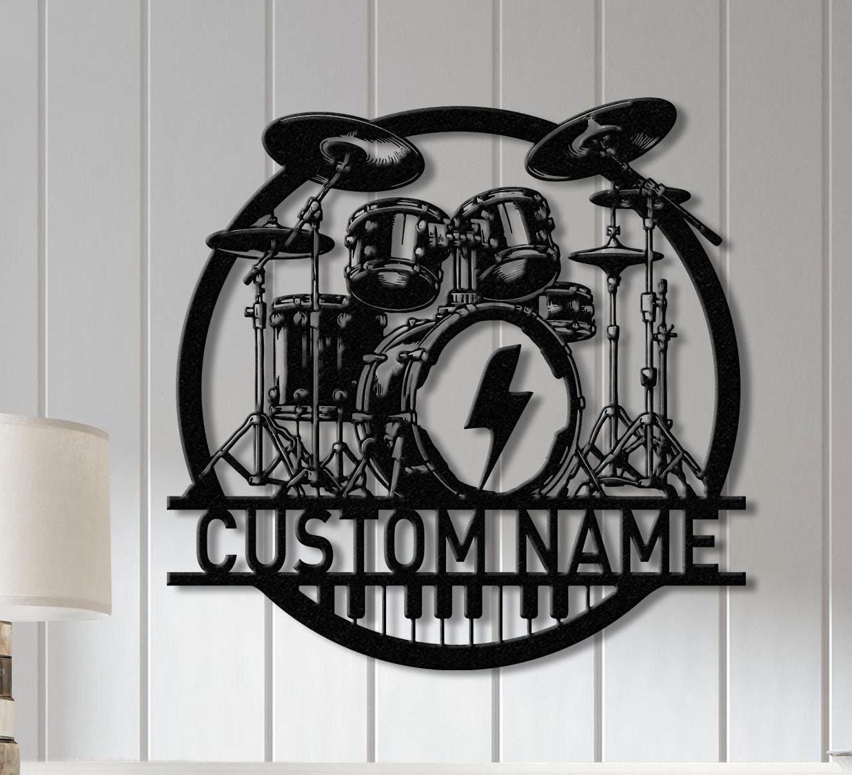 Custom Drummer Metal Sign, Drummer Wall Art LED Lights, Personalized ...