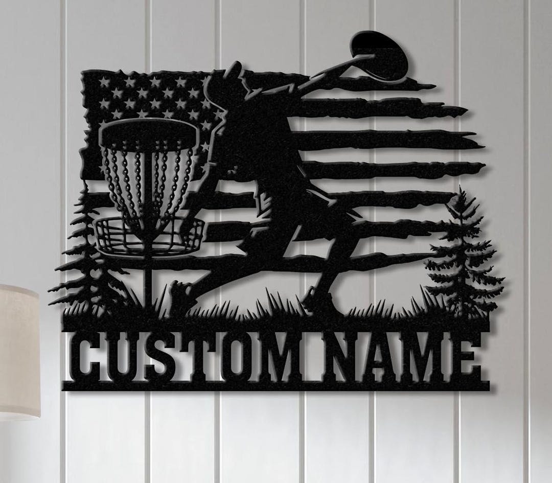 Personalized US Flag Disc Golf Metal Sign With LED Lights, Custom Disc ...