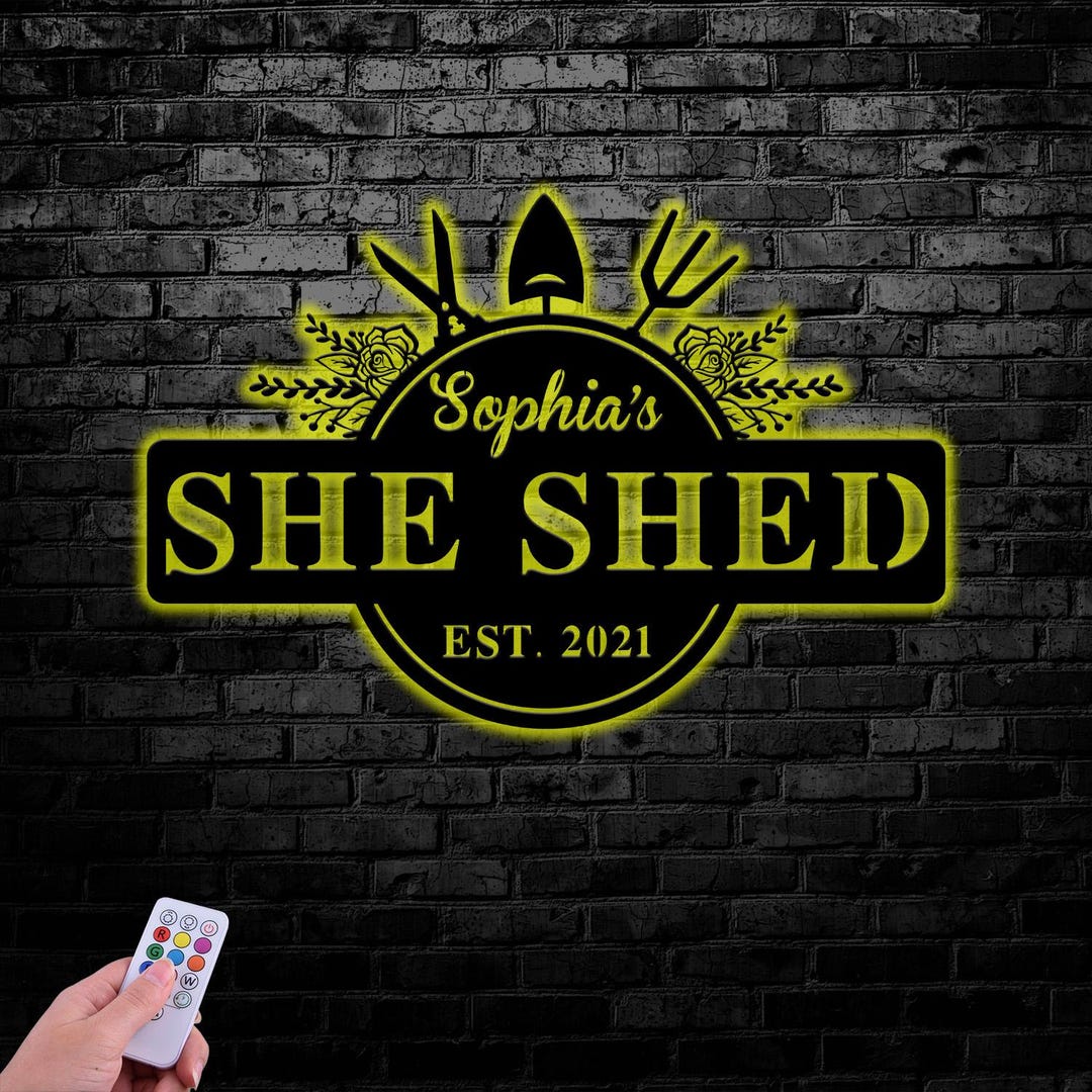 Welcome to She Shed Personalized Name Metal Sign, Gardening Shed Decor ...