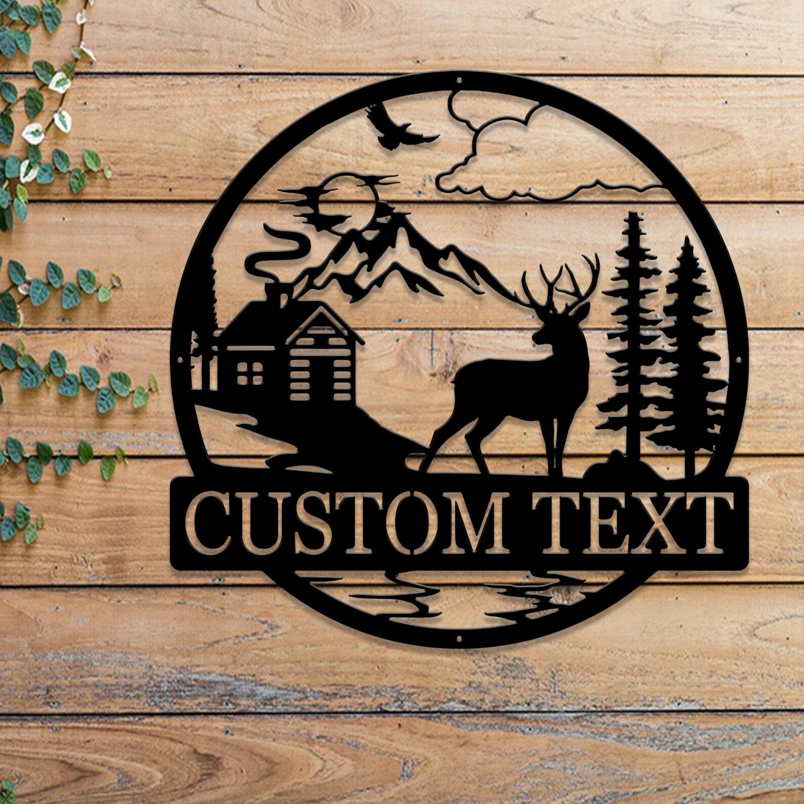 Personalized Deer Metal Sign, Custom Cabin Plaque, Family Name Outdoor ...