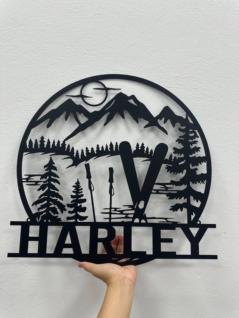 Custom Skiing Metal Sign With LED Lights - Personalized Ski Wall Art ...