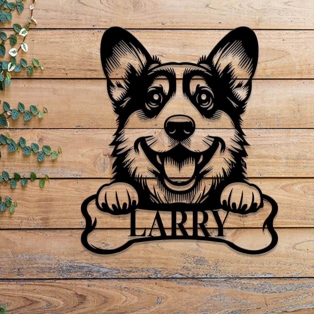 Custom Metal Corgi Sign With LED Light, Family Name Gift for Dog Lovers ...