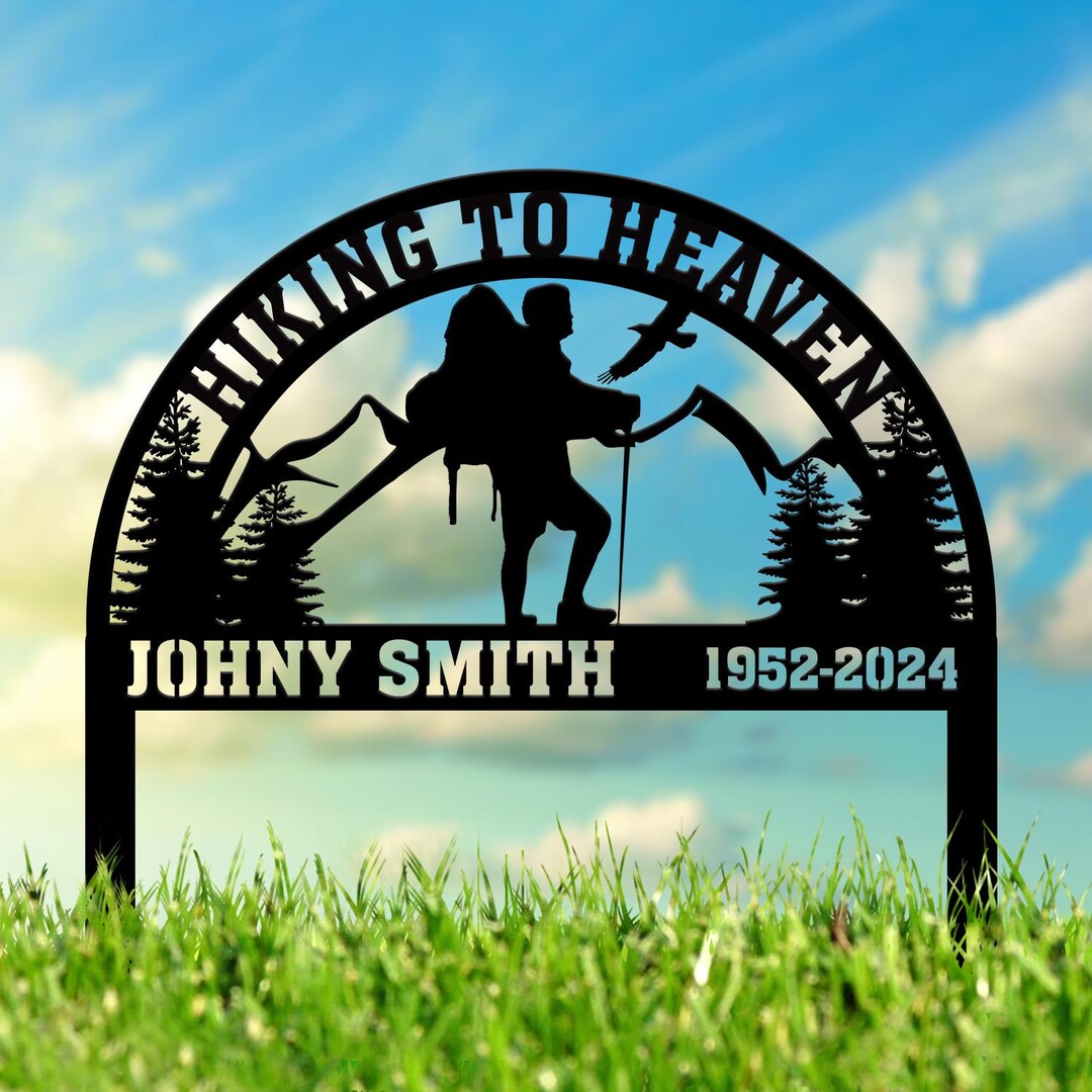 Custom Hiking to Heaven Memorial Plaque Stake, Personalized Hiking ...