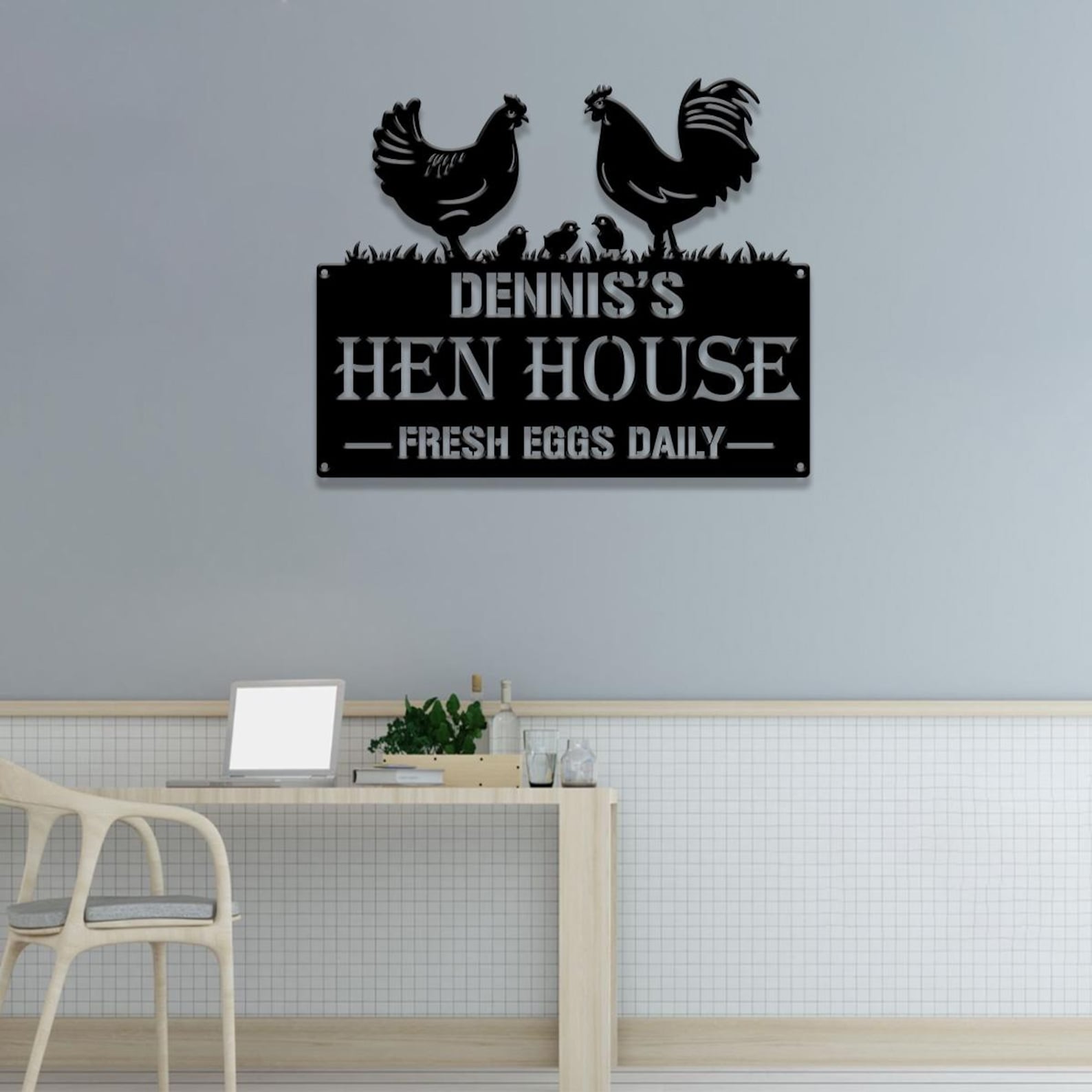 Personalized Hen House Sign With Led Light, Chicken Coop Plaque, Farm ...