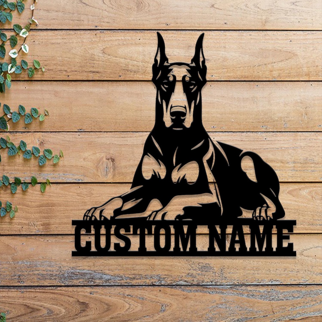 Custom Name Doberman Pinscher Metal Sign With LED Light, Personalized ...