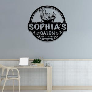 Custom Dog Grooming Hair Salon Metal Wall Art LED Light, Personalized ...