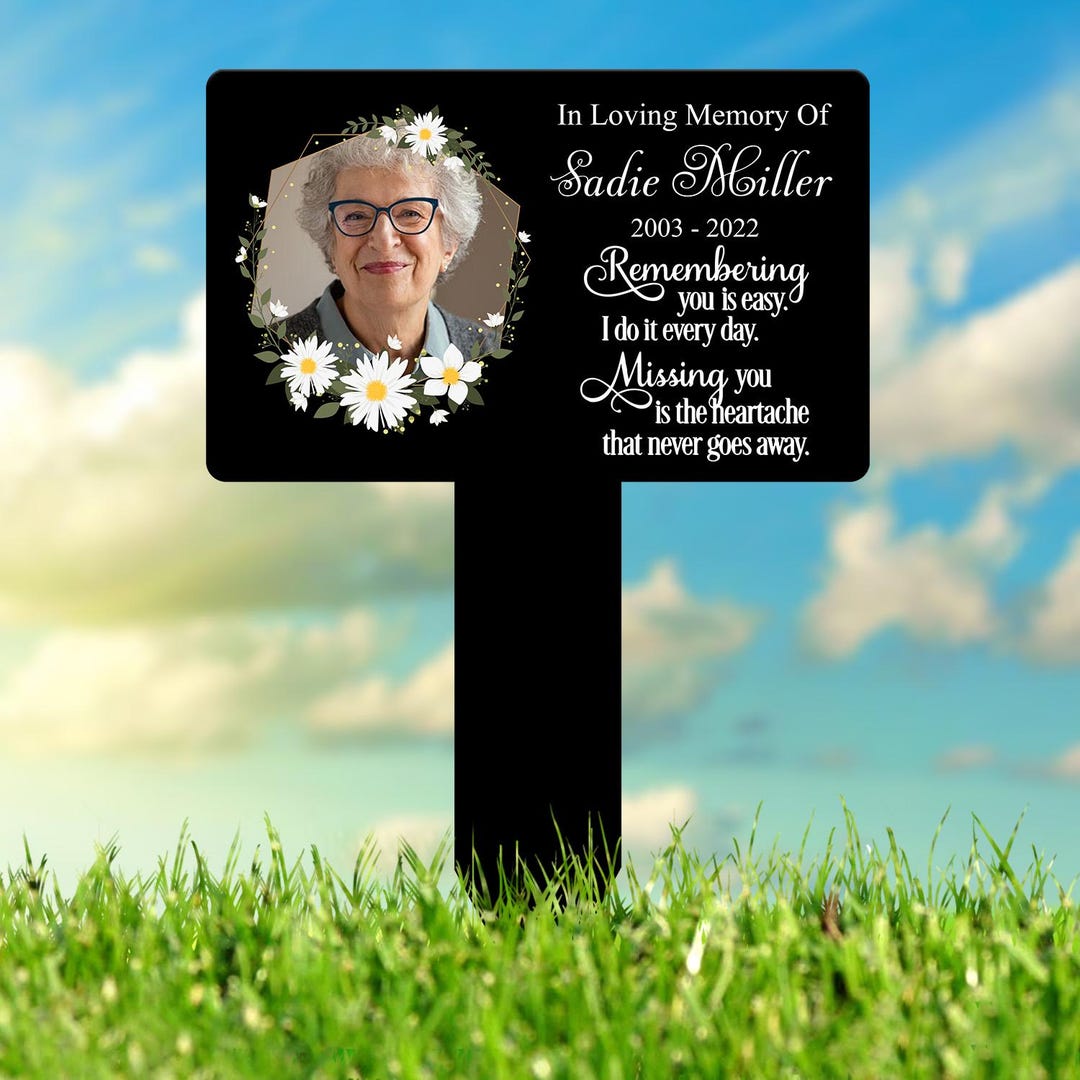 Custom Photo Memorial Plaque Stake, Temporary Grave Marker With Photo ...