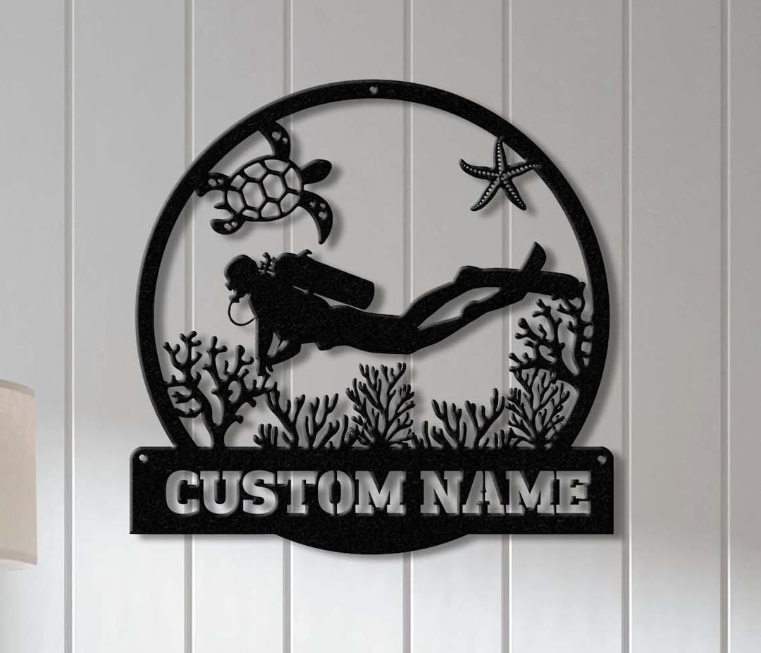 Personalized Scuba Diving Metal Sign With Led Light, Custom Water Sport ...