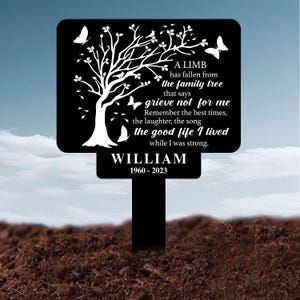 Personalized Memorial Stake Metal, Tree of Life Memorial Stake, in ...