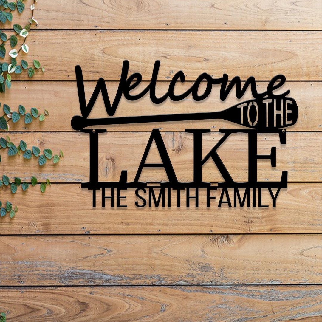 Personalized Lake Welcome Sign, Custom Metal Lake House Plaque, Family ...