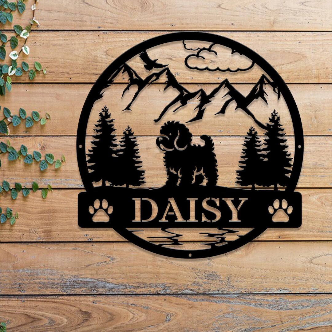 Cavapoo Metal Sign With Led Lights, Custom Dog Name Sign, Dog Memorial ...