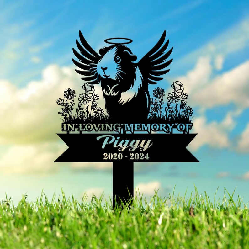 Custom Guinea Pig With Wings Memorial Metal Stake, Guinea Pig Loss ...