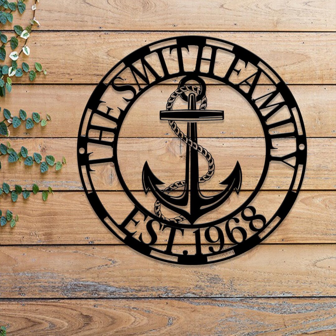 Personalized Anchor Metal Sign LED Lights, Ship Anchor Sign, Custom ...