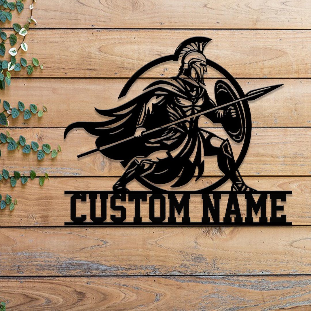 Custom Spartan Warrior Monogram Metal Wall Art With LED Lights ...