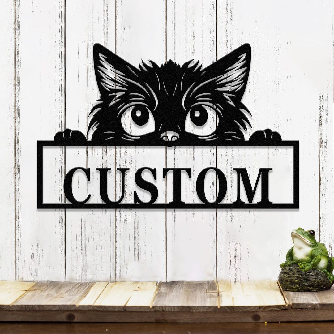 Custom Cat Sign With LED Lights - Personalized Cat Name Door Hanger ...