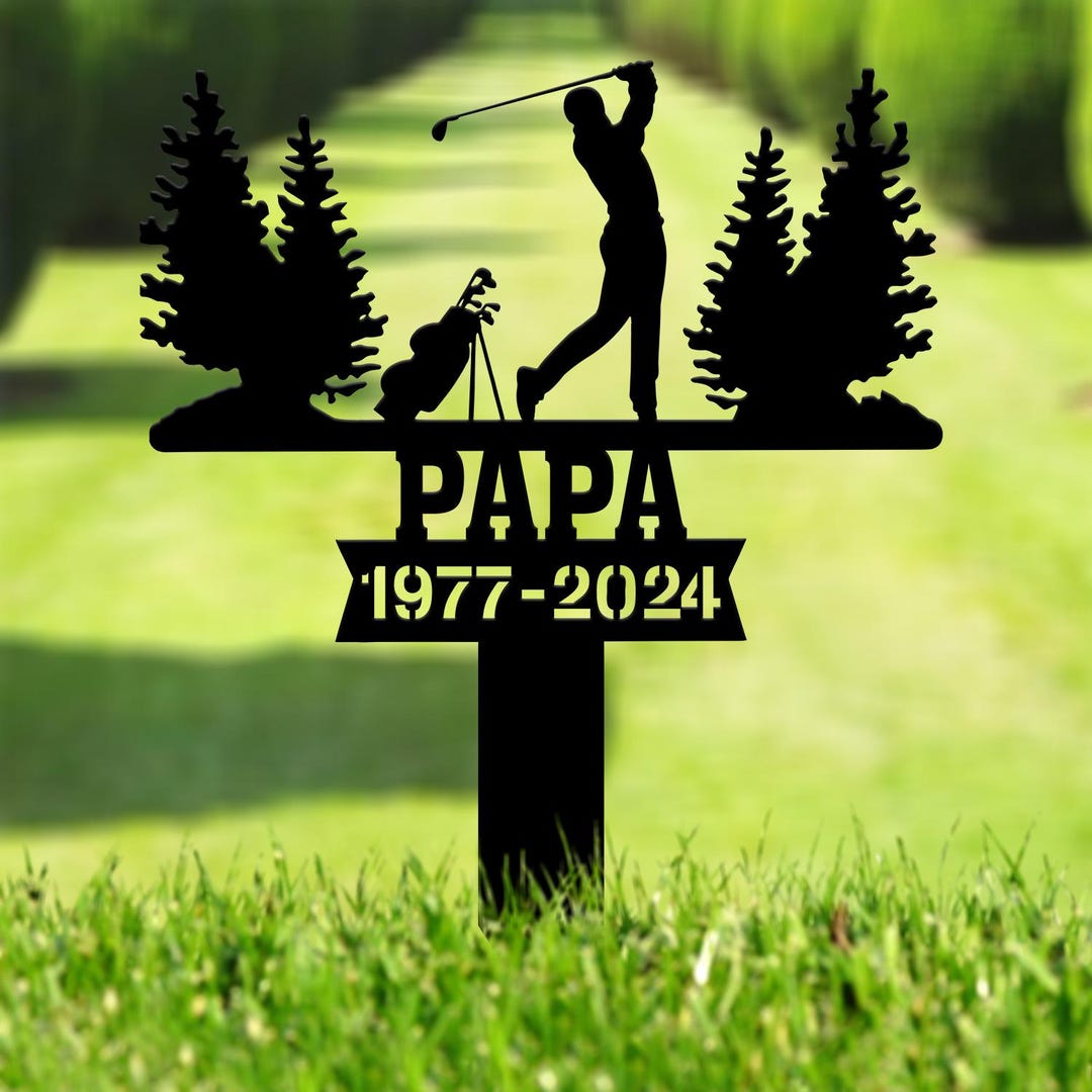 Personalized Golfing in Heaven Memorial Stake Metal, Golfer Memorial ...