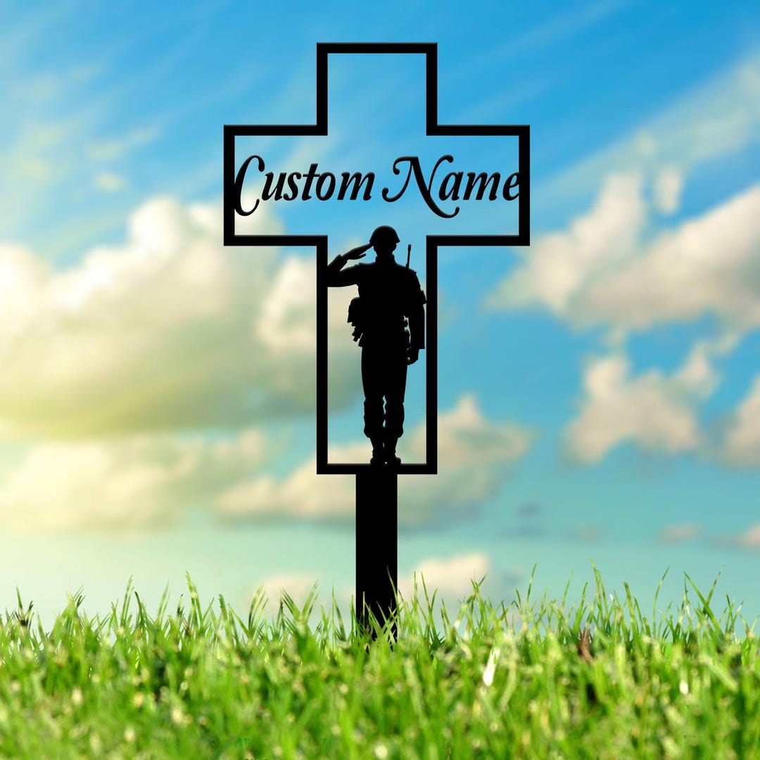 Personalized Metal Cross Memorial Stake, Veteran Memorial Stake, Memory ...