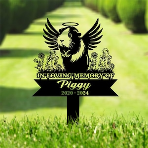 Custom Guinea Pig With Wings Memorial Metal Stake, Guinea Pig Loss ...