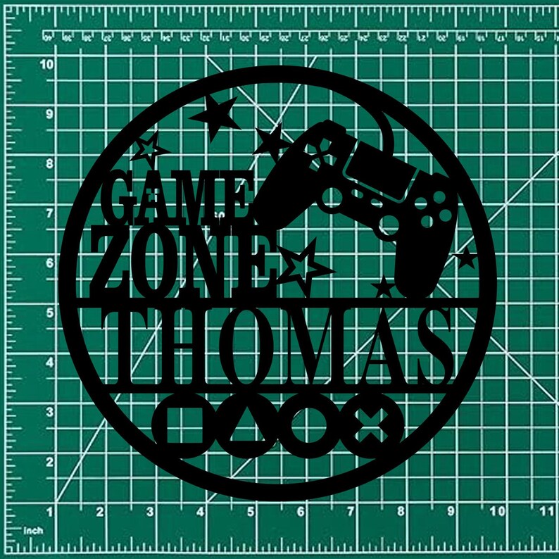 Custom Metal Gaming Zone Sign With LED Light, Game Controller Wall Art ...