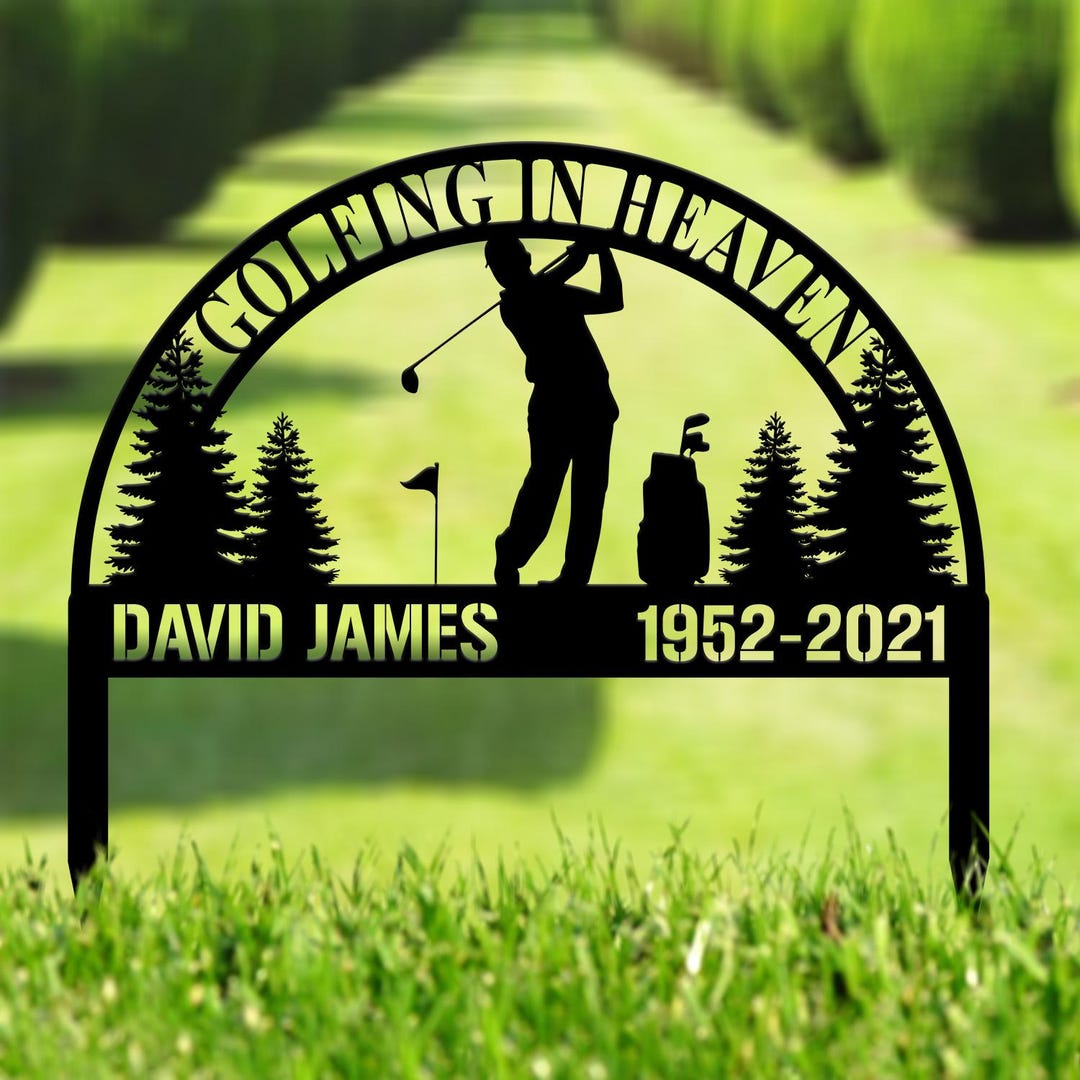 Personalized Golfing in Heaven Memorial Stake Metal, Golfer Memorial ...