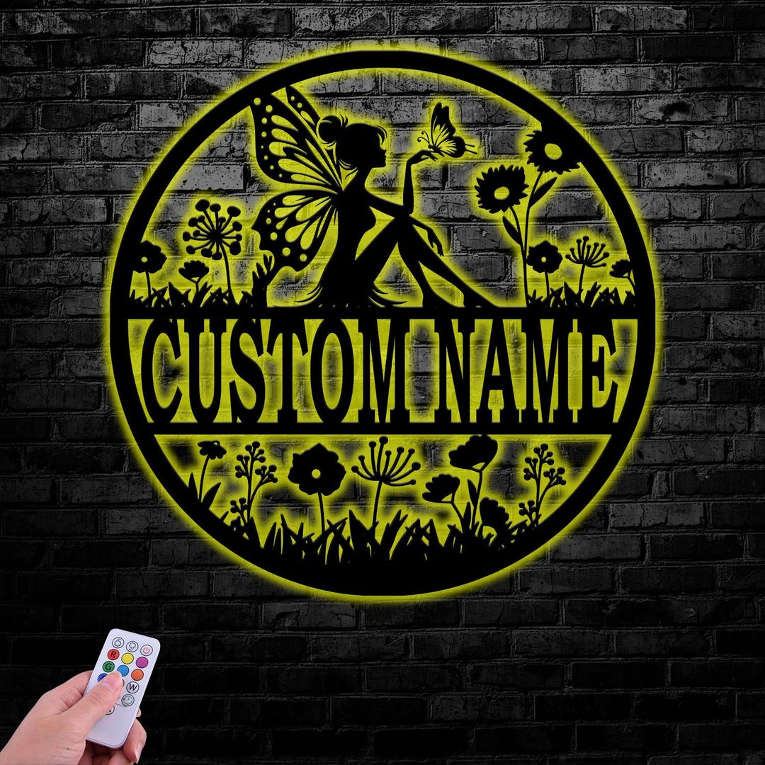 Custom Name Fairy Sign With LED Lights, Personalized Fairy Name Sign ...