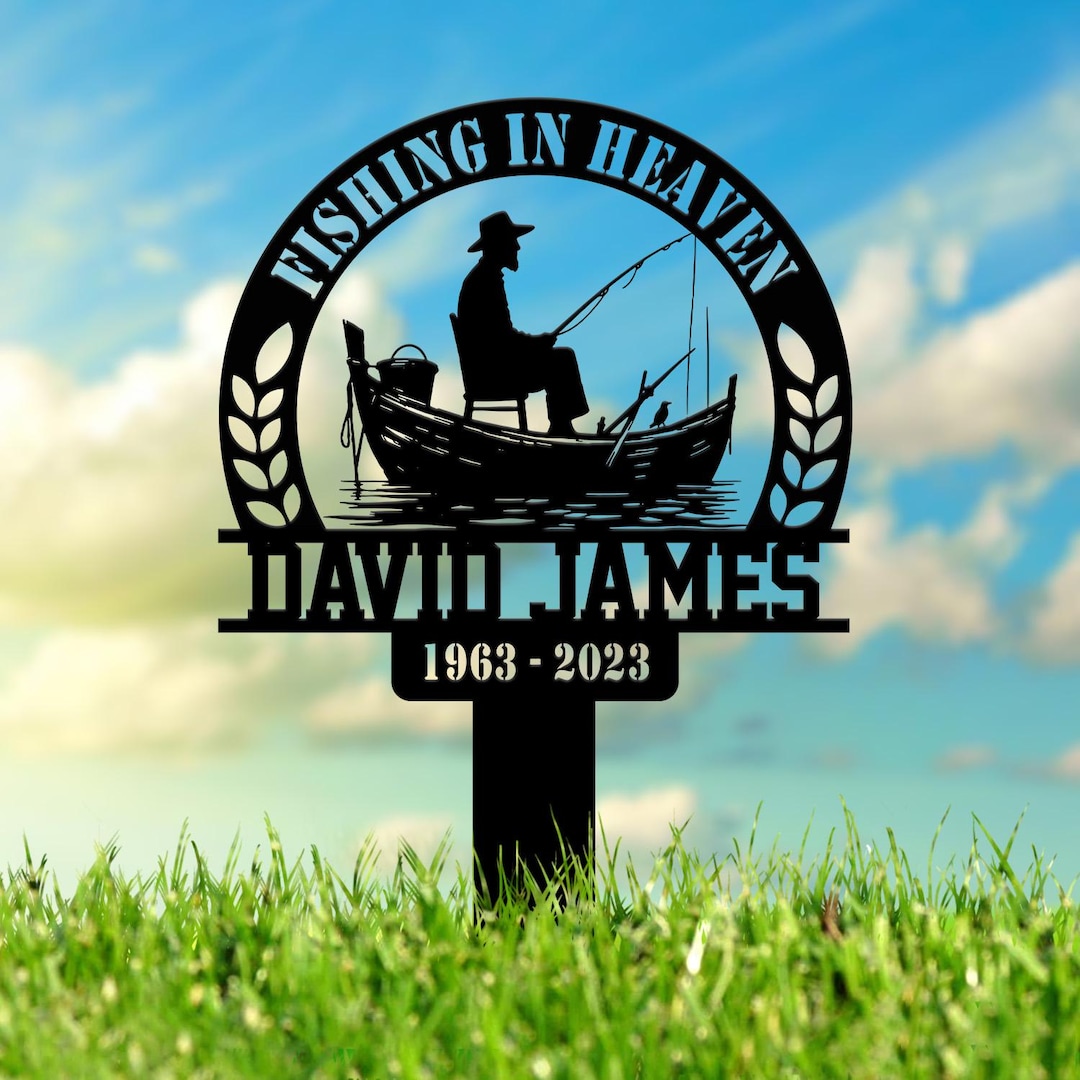 Personalized Fishing Memorial Plaque Stake, Fisherman Memorial Gift ...