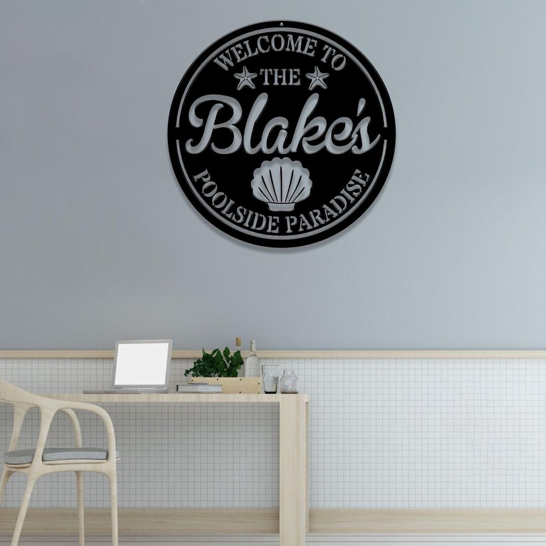 Personalized Poolside Paradise Sign LED Light, Custom Pool Sign ...